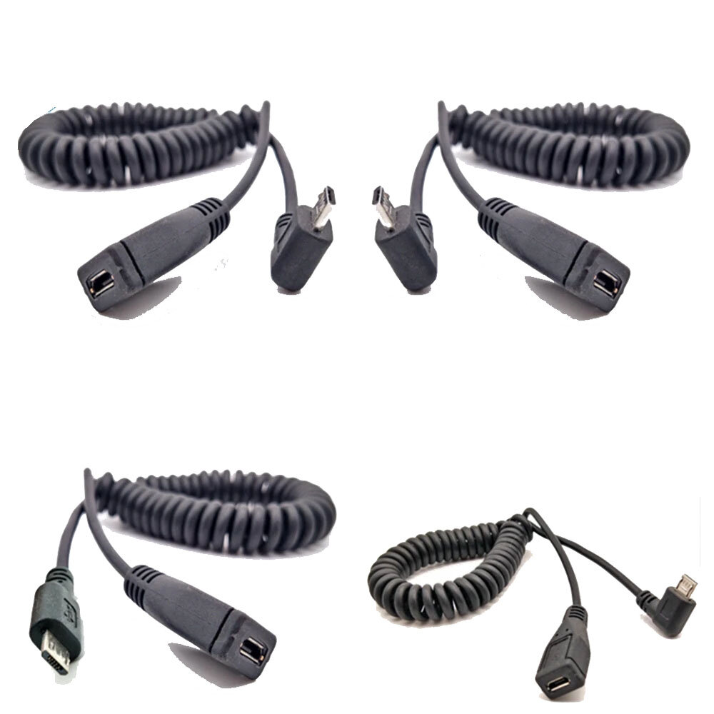 Micro USB левый и правый угол 90 градусов папа-мама кабель пружинный удлинитель данных 50 см