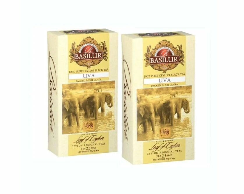 Чай "Basilur" черный "Лист Цейлона Ува ОР" 25 пак-2шт.
