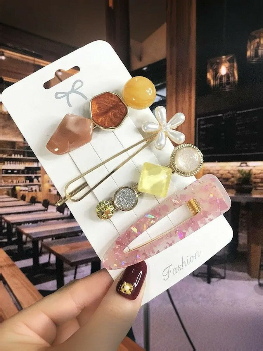 Набор акриловых заколок для волос в стиле ретро (4 шт.)