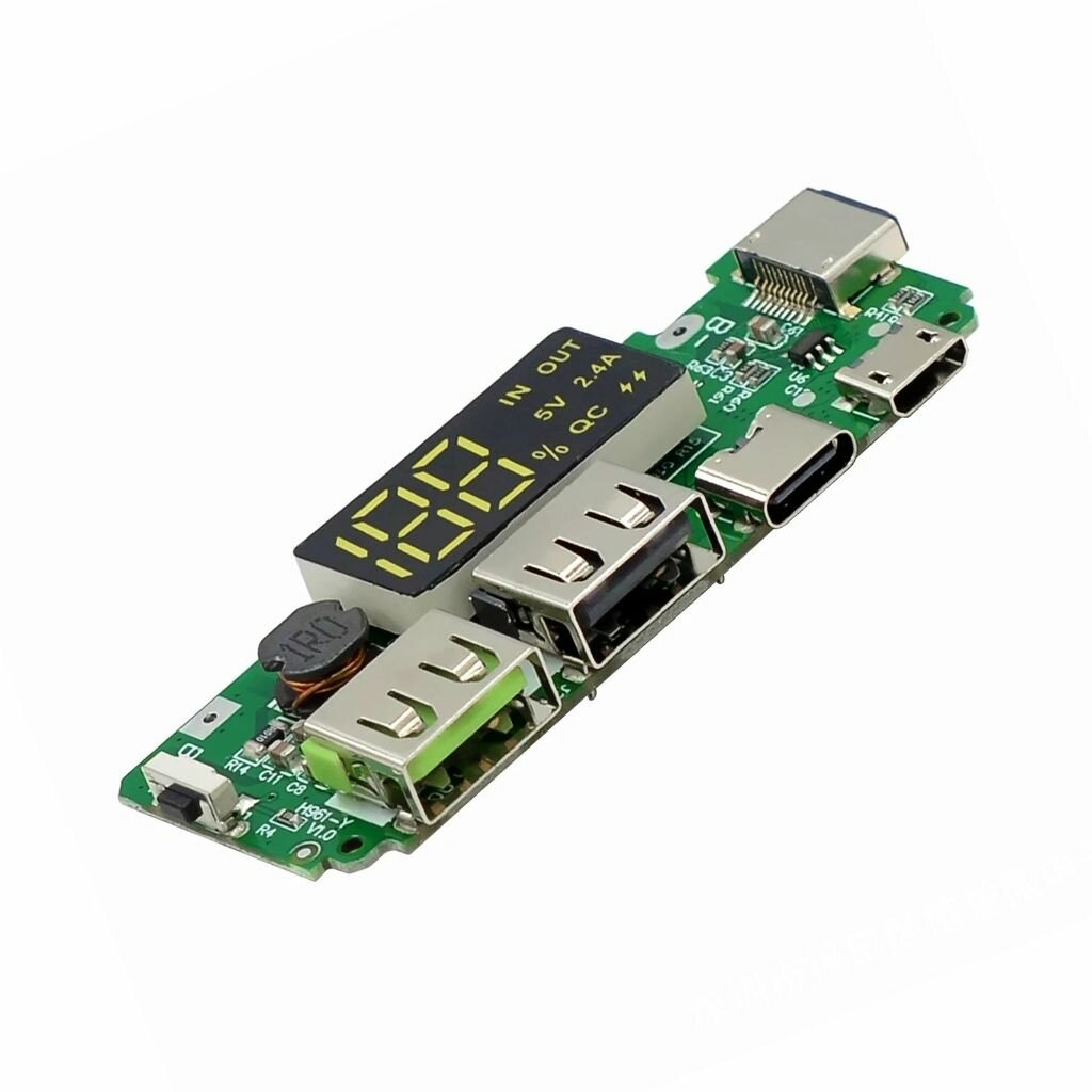 Модуль зарядки цифрового дисплея литиевой батареи 18650 с дисплеем-тремя портами для зарядки