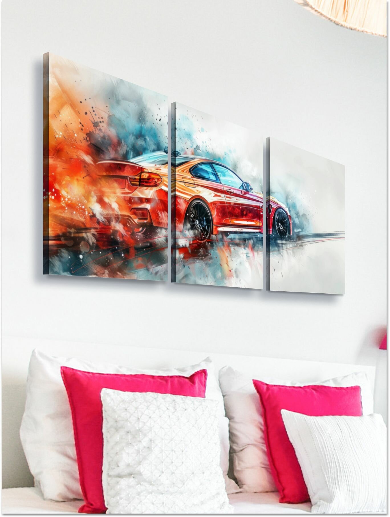 Картина Красный дрифт модульная 50x70см 3шт.