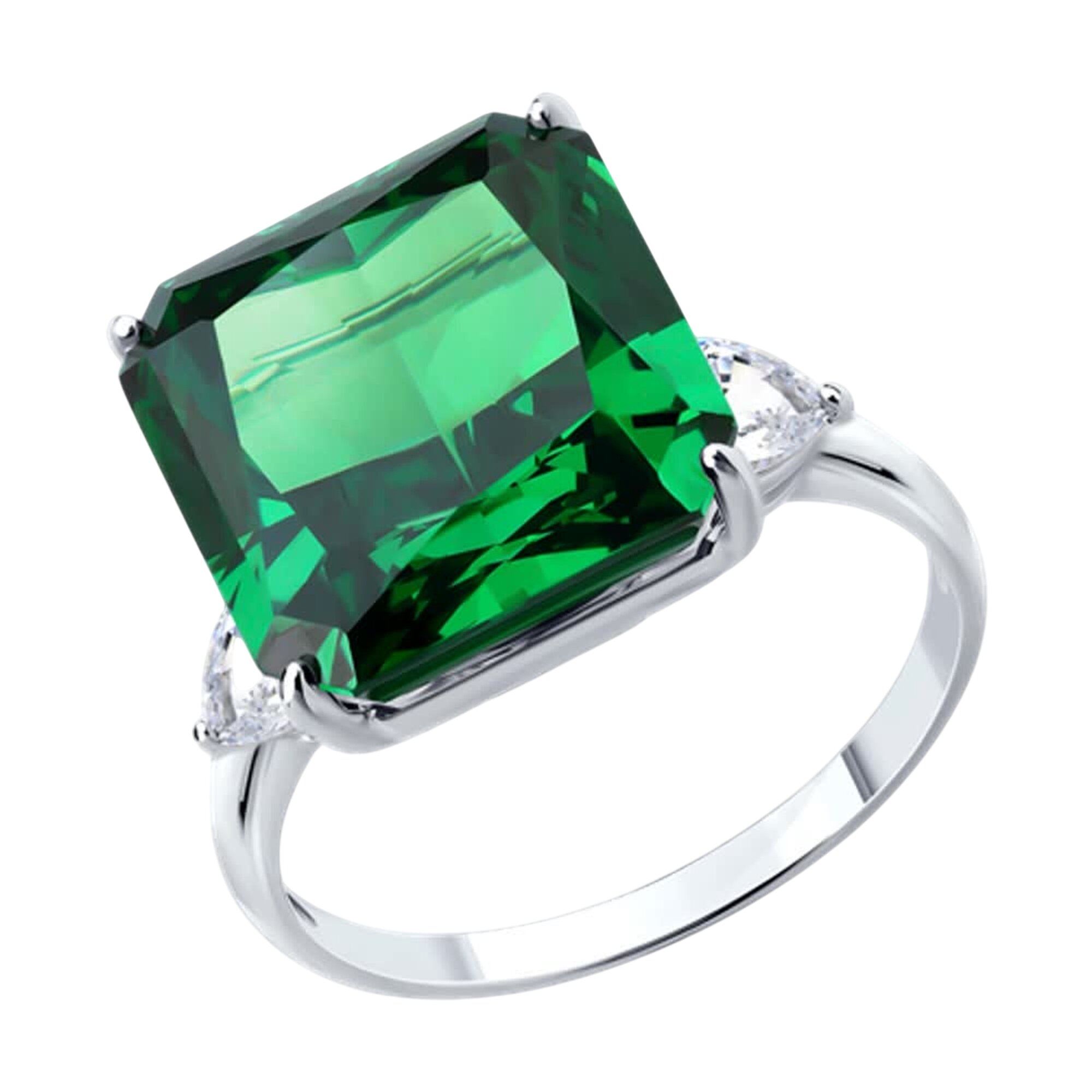 Кольцо, серебро, 925 проба, родирование, фианит