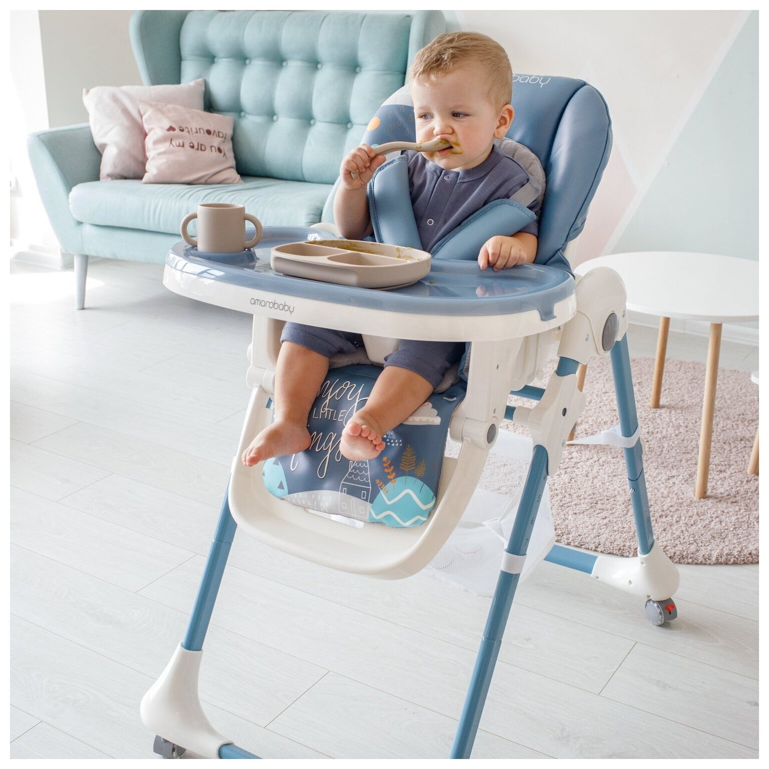 Стульчик для кормления AMAROBABY ENJOY синий