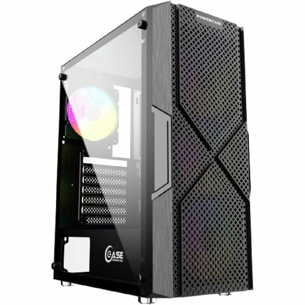 Powercase Корпус MISTRAL T4B, TEMPERED GLASS, 4X 120MM 5 - COLOR FAN, чёрный, ATX CMITB - L4