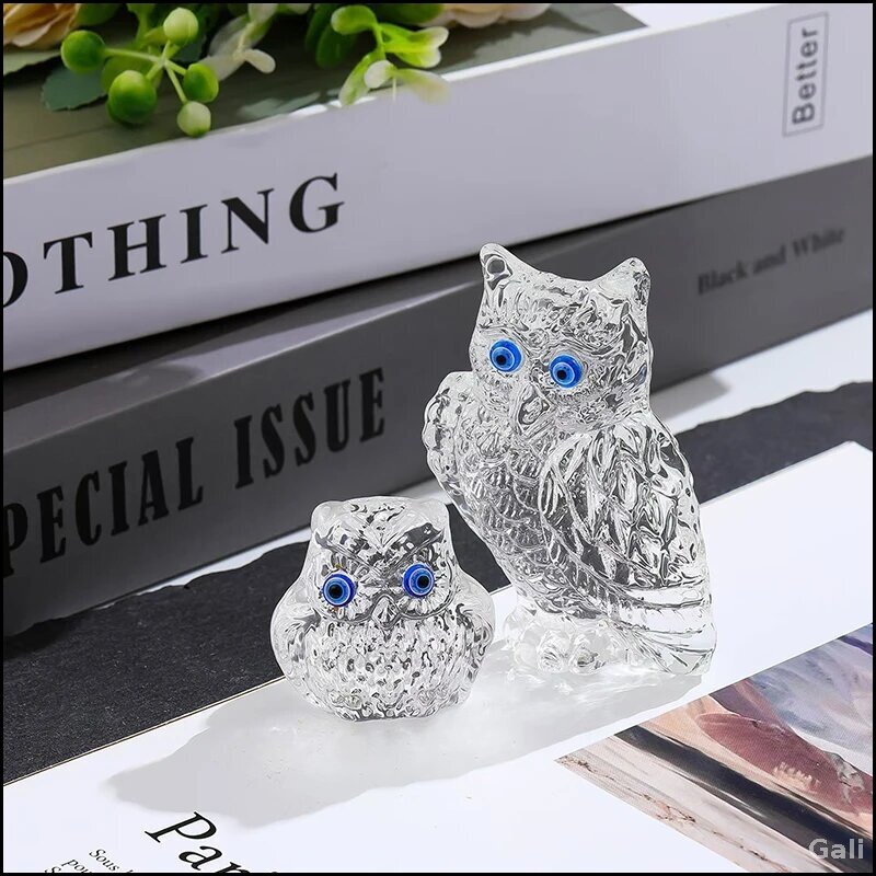 Статуэтка хрустальная "Сова", 8x6x3,5 см, стекло, серебристая