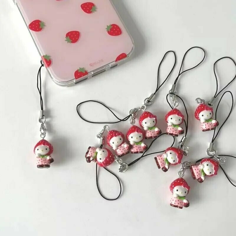 Мини-кулон "Hello Kitty" MINISO Strawberry, пластик, 2x1,5см, 1 шт