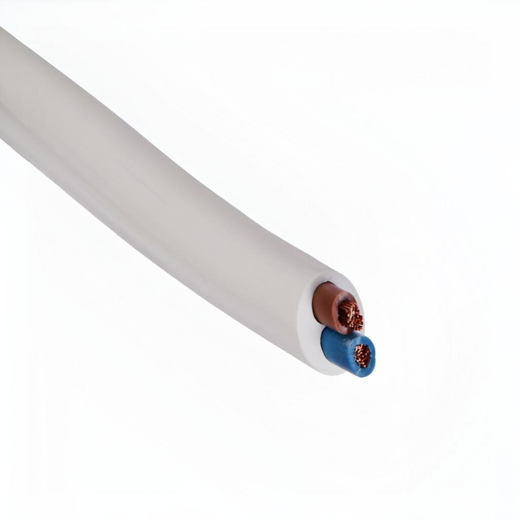 Провод силовой ПВС Москабель 2х6 кв. мм, установочный, белый, длина 1 метр