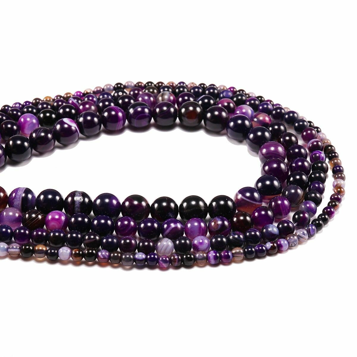 Аметист тёмный 4 мм, бусины на нитке (около 92 шт)=v=