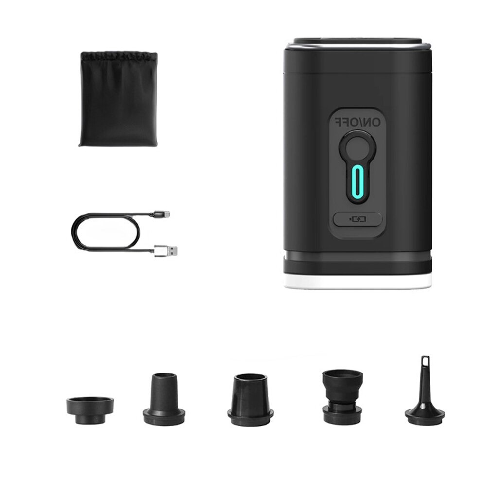 Электрический воздушный насос бытовой электрический насос для автомобиля на открытом воздухе-черный-1200 мАч с подсветкой