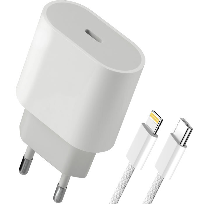 Адаптер питания USB-C 3.0А Defender UPA-121 зарядка PD20W + кабель Lightning - 1м белый