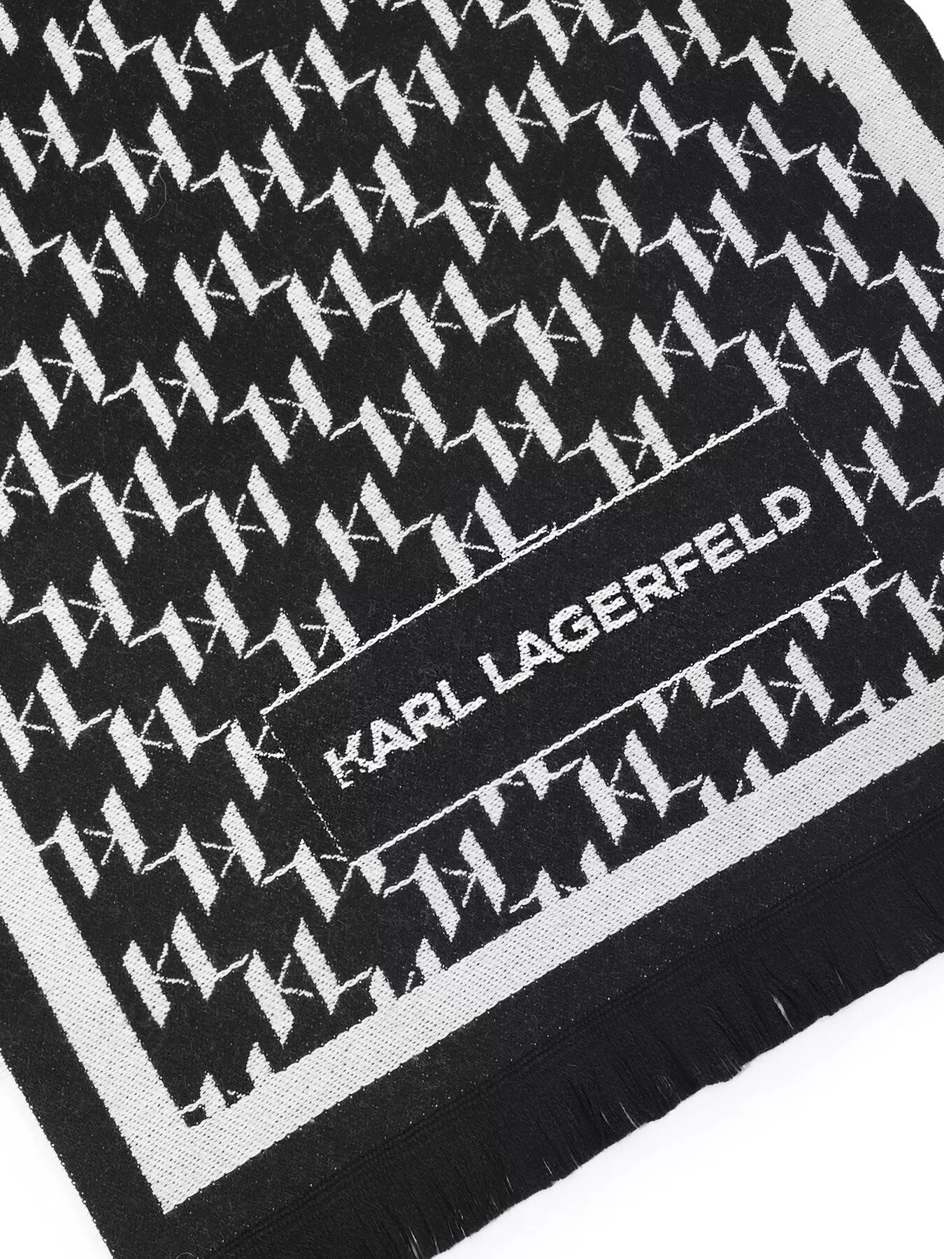 Шарф Karl Lagerfeld для мужчин,188х41 см, черно-белый — фото 1