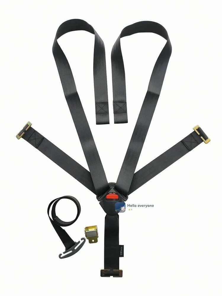 1 комплект ремня безопасности для детского автокресла с 5-точечным креплением, плечевыми, поясными и промежностными ремнями, с фиксатором, регулируемой длиной, универсальный тип