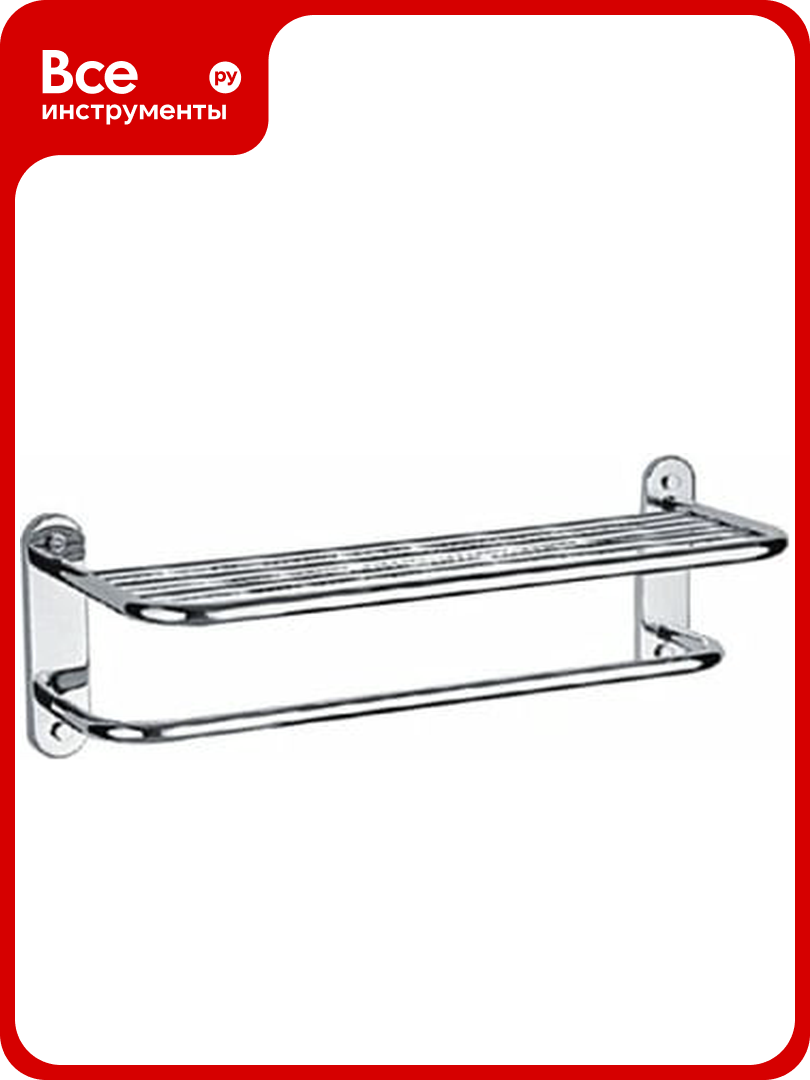 Полка в ванную комнату HAIBA с держателем для полотенец, металлическая, хромированная