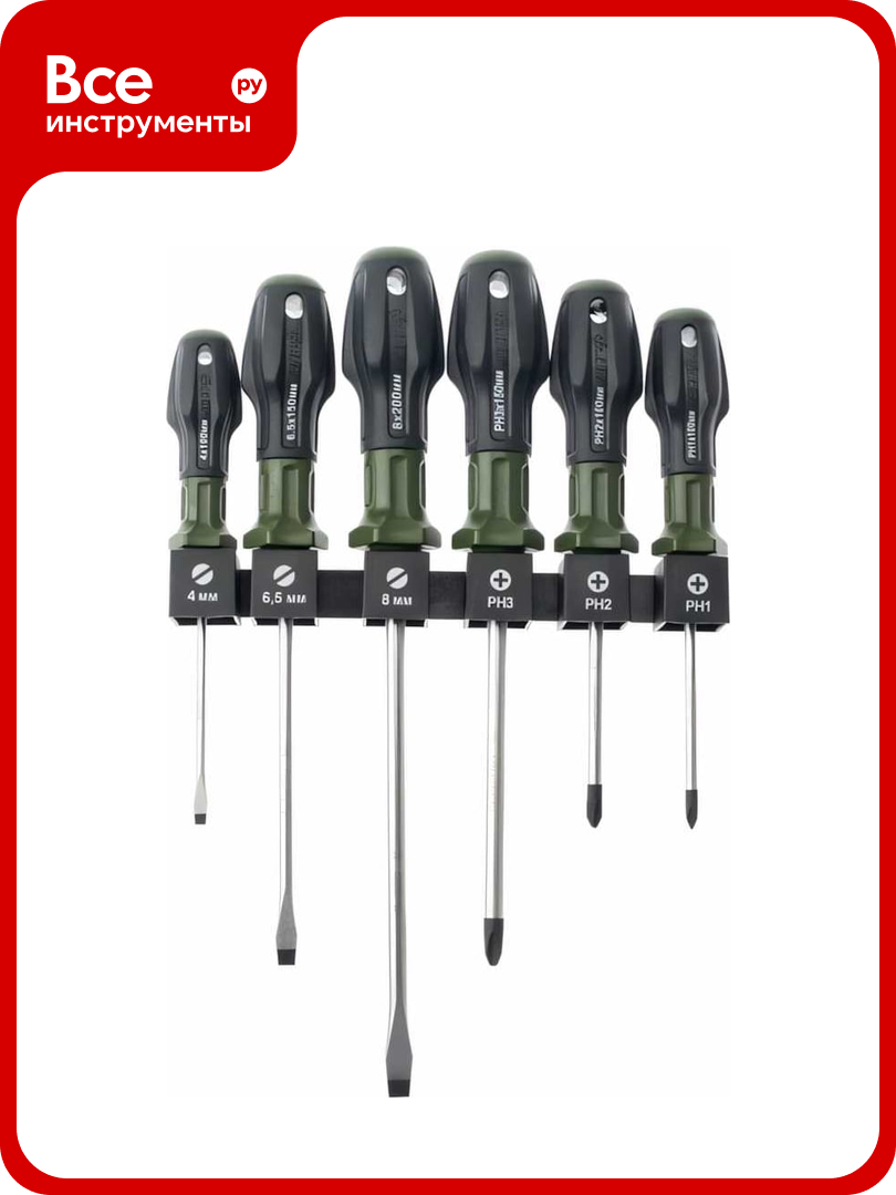 Набор, Дело, отвёрток Дело Техники c трехкомпонентными рукоятками PH, SL; 6шт. 728060, трехкомпонентного материала