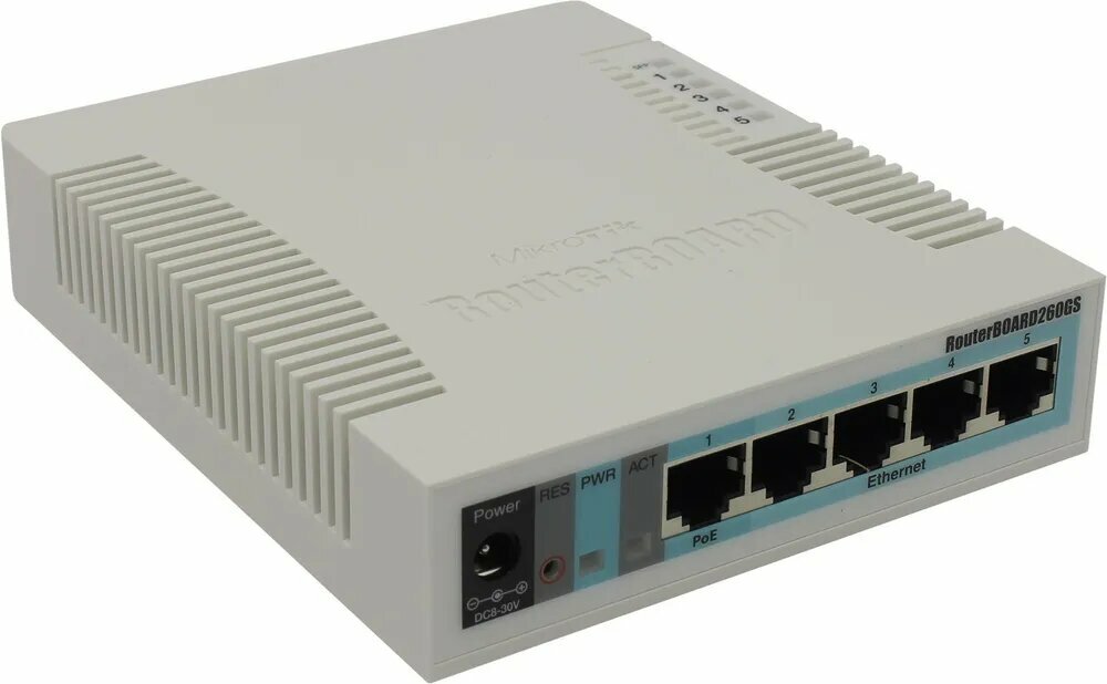 Коммутатор MikroTik RB260GS CSS106-5G-1S (L2) 1Гбит/с 1SFP управляемый
