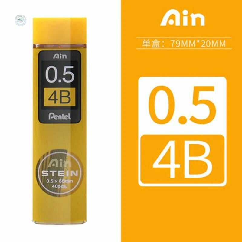 Грифели для механических карандашей PENTEL AIN STEIN C275 4B 0.5 мм мягкие, прочные, 40 шт. в удобном футляре