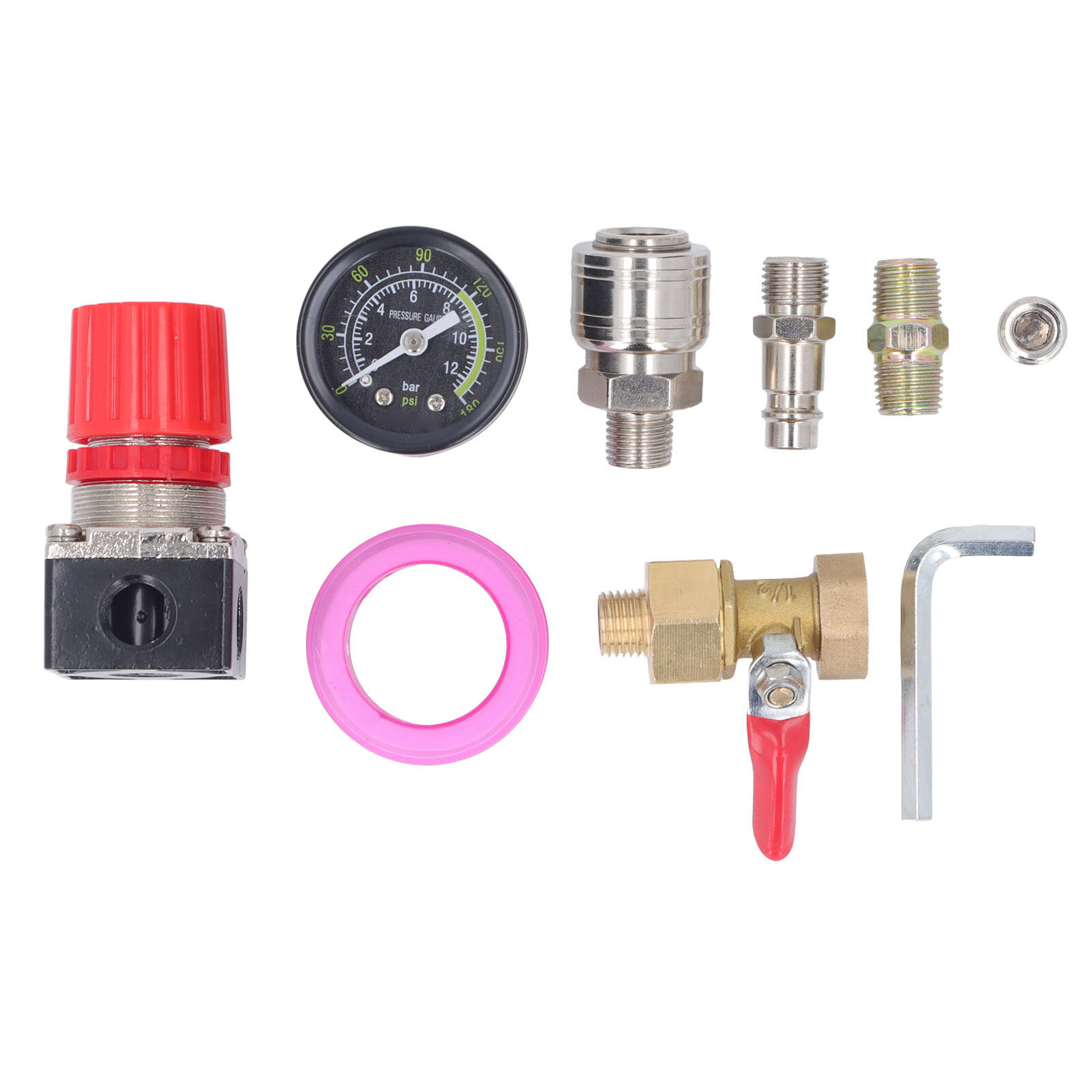 Комплект регулятора давления воздушного компрессора с манометром, 4-ходовой клапан 0-180 фунтов на кв. дюйм, европейский стандарт, для пневматических инструментов, 1/2 дюйма NPT