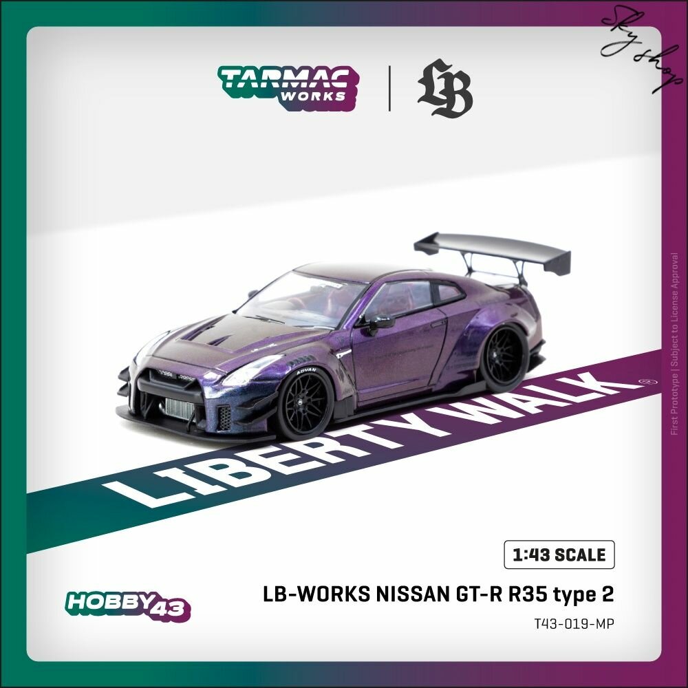 Машинка Tarmac works 1:43 LB-WORKS NISSAN GT-R R35 type 2 модельки машин металлические