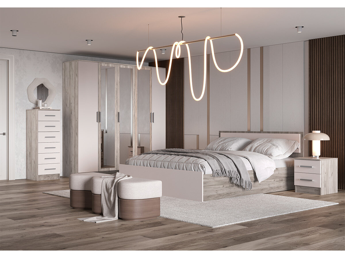 Комплект мебели для спальни Мартина композиция 3 (Кашемир, Дуб Крафт серый)