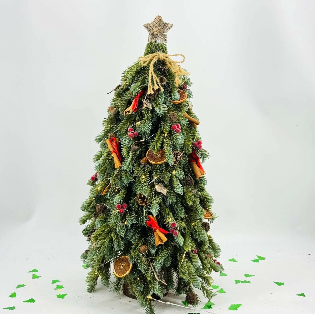Новогодняя ёлочка из искусственного нобилиса 75 см ручной работы с подсветкой