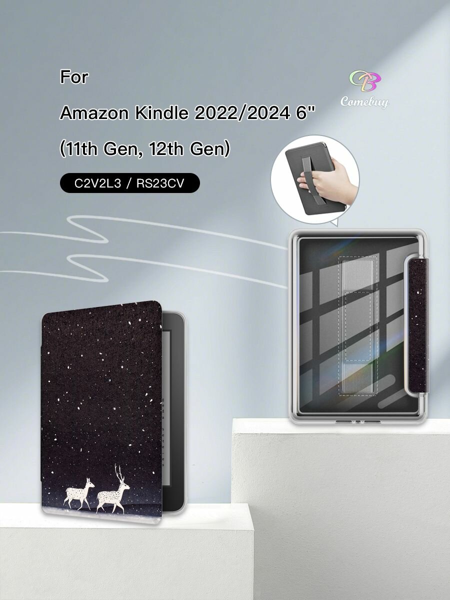 Чехол-книжка для Amazon Kindle 11 / 12 (6", 2022/2024 г.), C2V2L3 / RS23CV, прозрачная задняя крышка