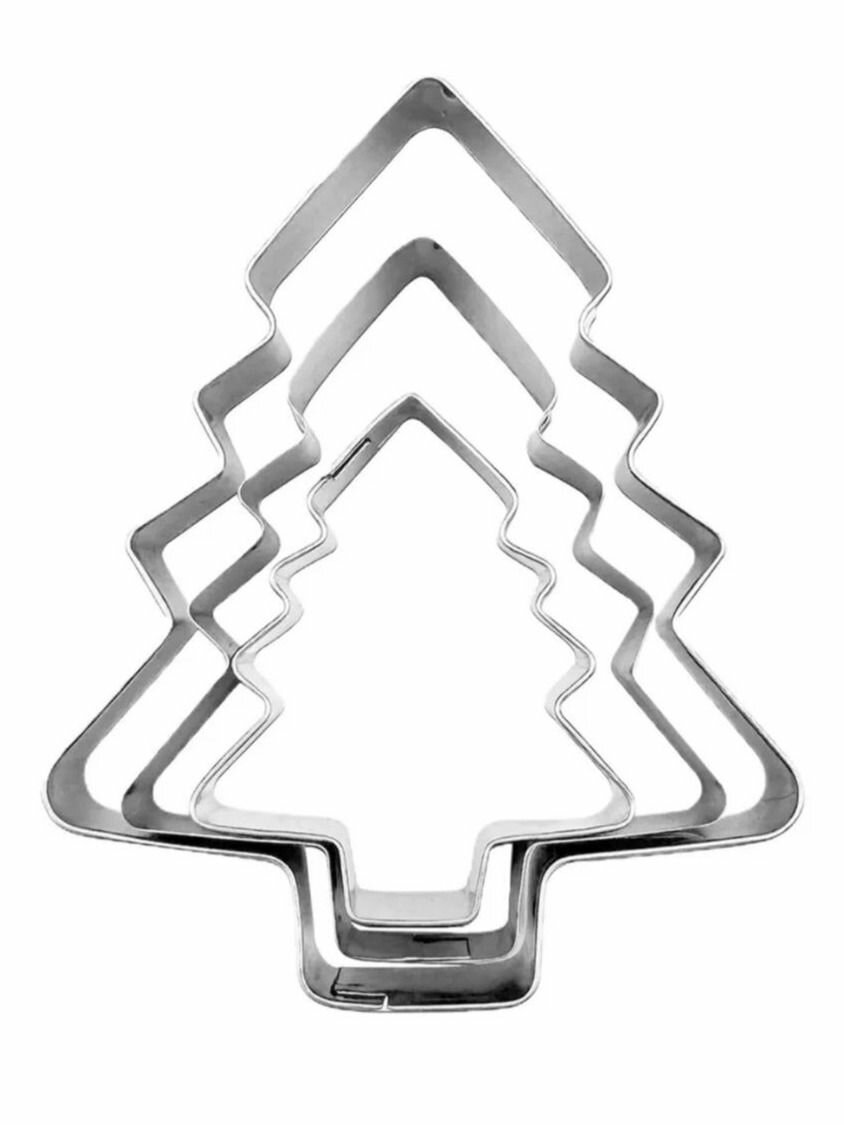 Форма для печенья, нержавеющая сталь, 3 шт, фигурная, Елочка
