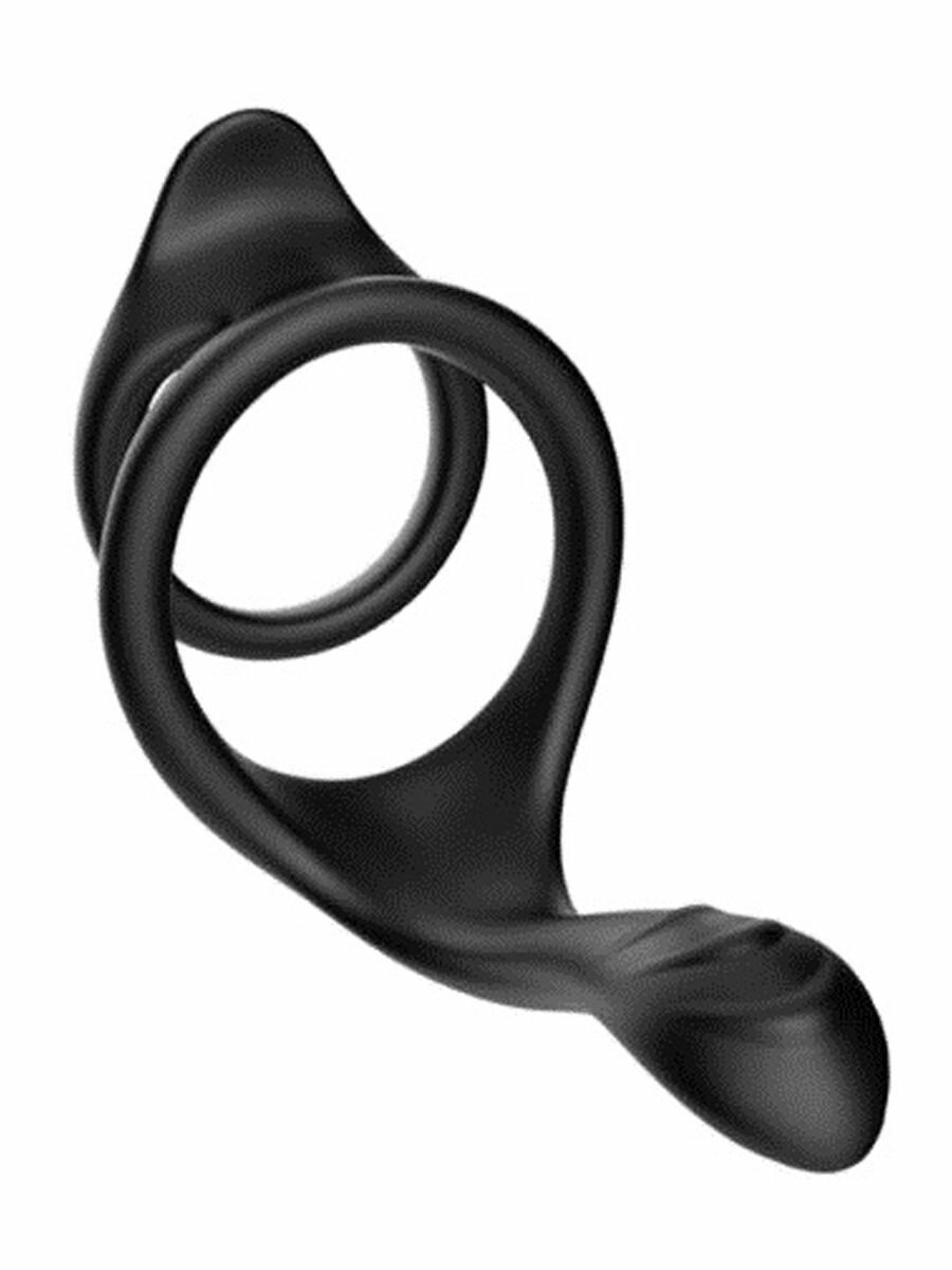 Двойное эластичное силиконое эрекционное кольцо для пениса и мошонки "SILICONE COCK RING AND BALL STRAP" 4см