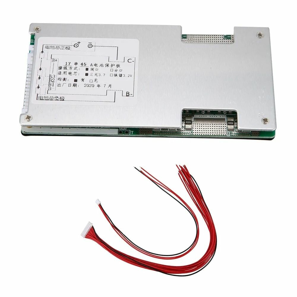 Плата защиты 17S 60V 45A Li-Ion Липолимерная батарея ИБП Инвертор энергии PCB Доска с балансом для E-Bike