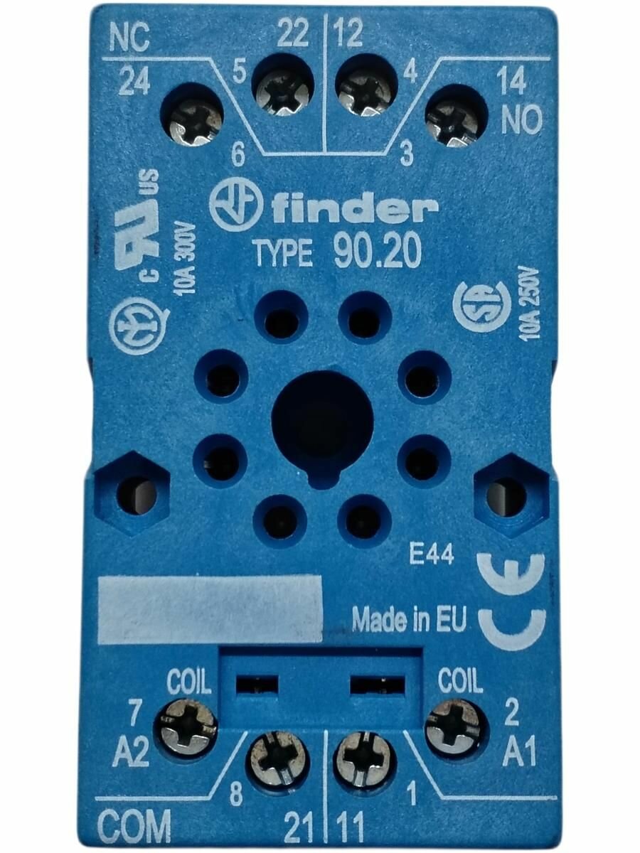 9020SMA Розетка для реле 60.12 и модуля 99.01 с комбинированными контактами; с металлическим фиксатором; винтовые зажимы; синяя; 10А