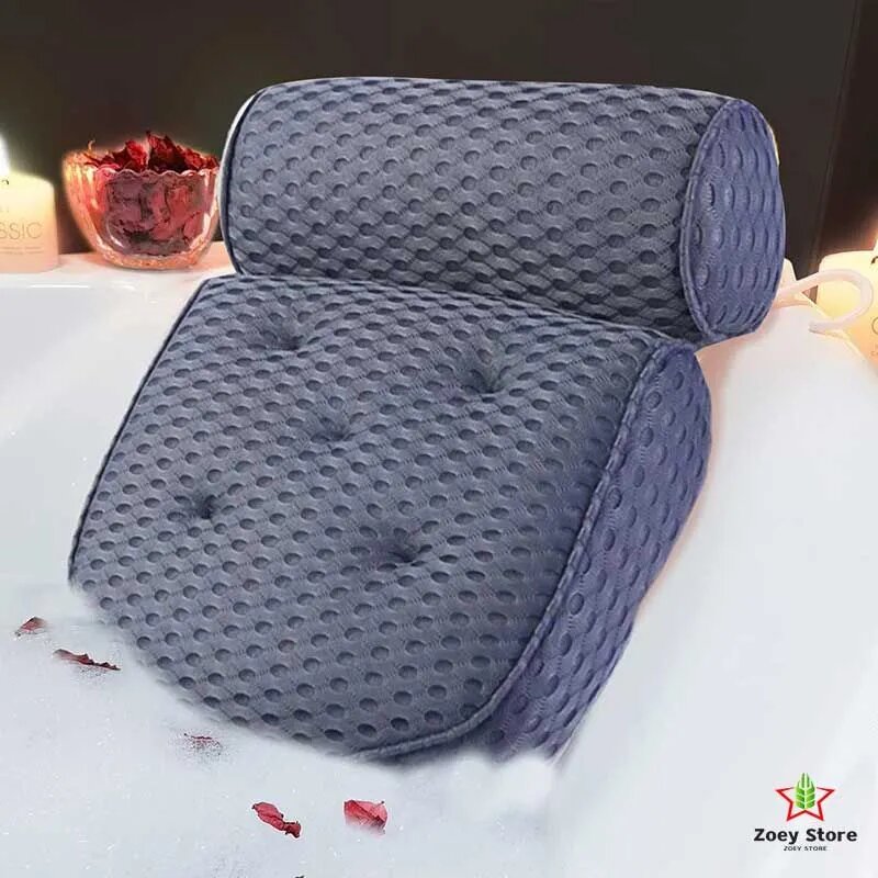 Подушка для ванны на присосках, подголовник для купания, синий