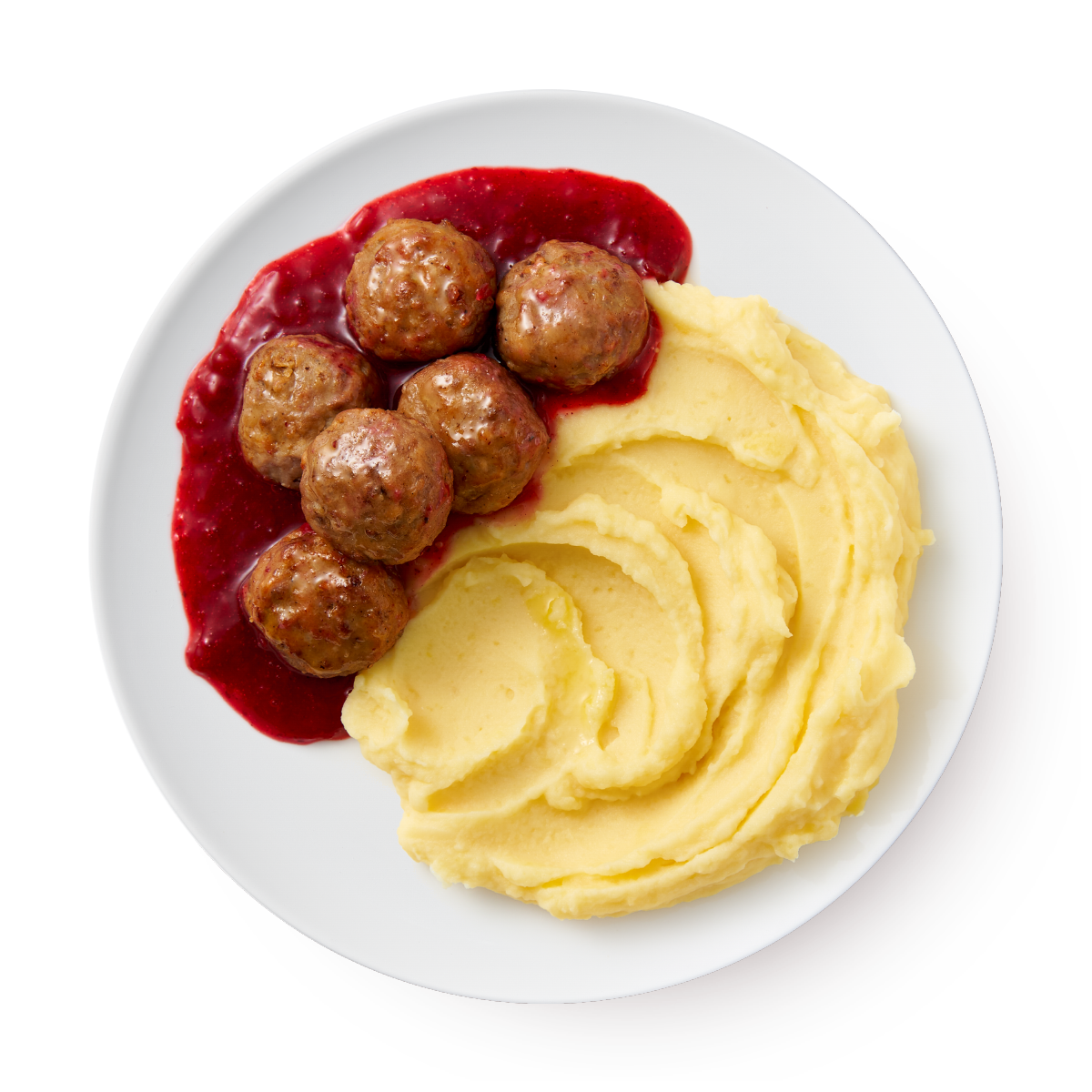 Фрикадельки в брусничном соусе с картофельным пюре «Братья Караваевы»