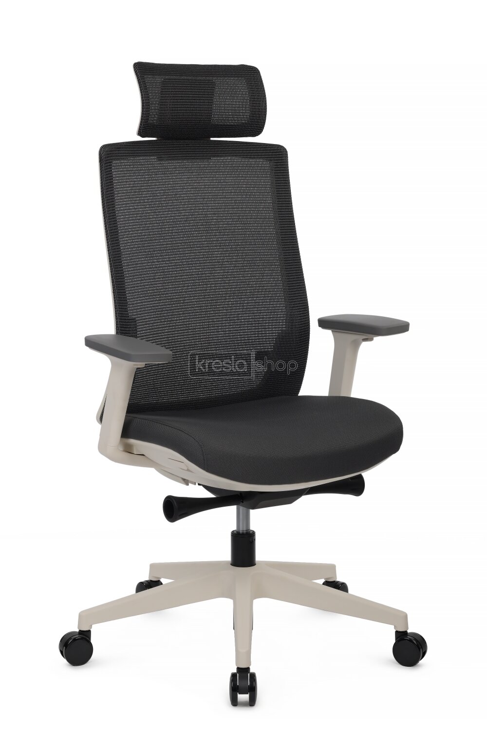 Кресло для персонала Riva Design Forum CH-312A-BS белый пластик, серая сетка, серая ткань