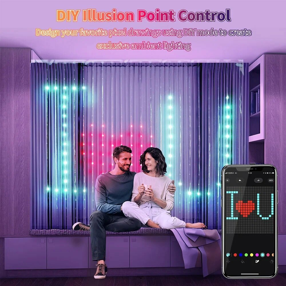 FEICAN RGBIC светодиодная гирлянда на шторы 400 LED 1MX1M