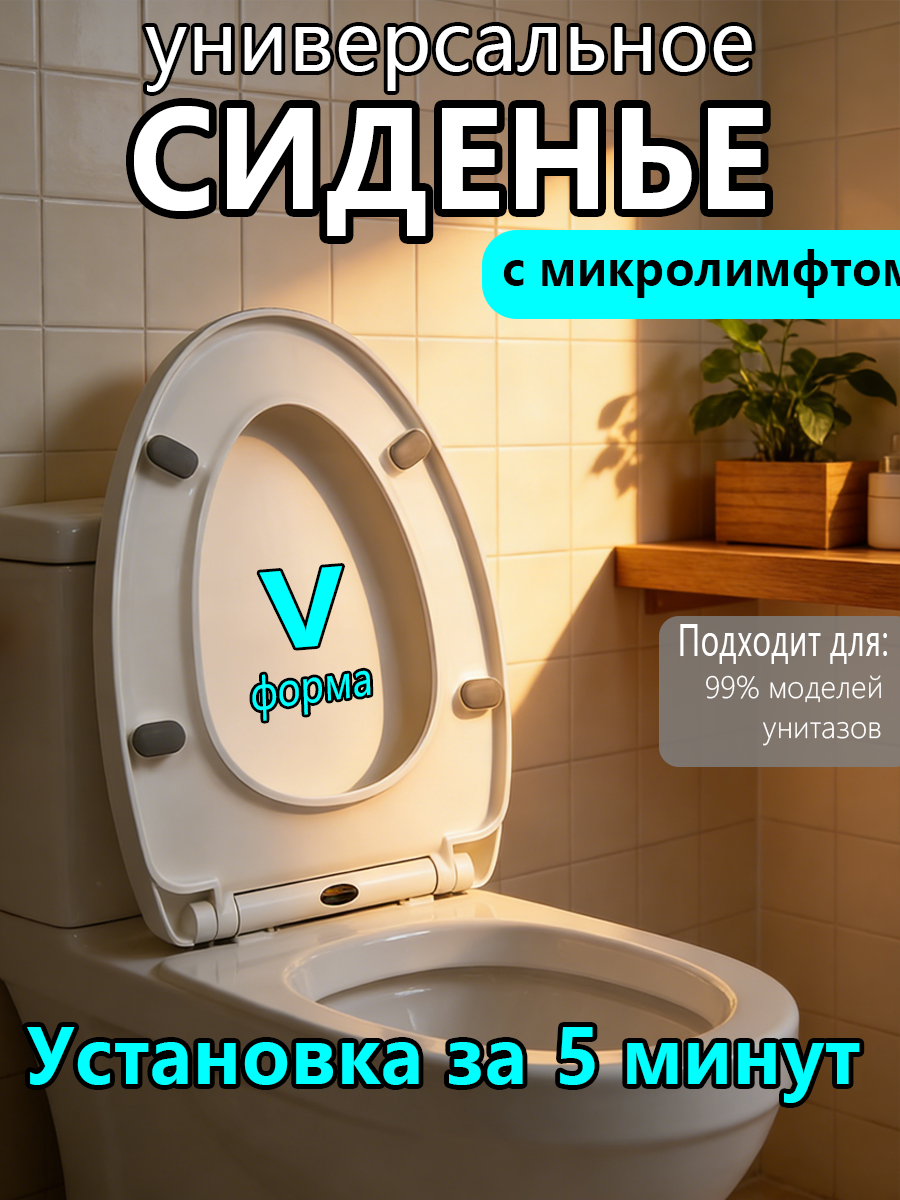 Сиденье для унитаза с микролифтом быстросъемное полипропилен, стульчак, крышка для унитаза