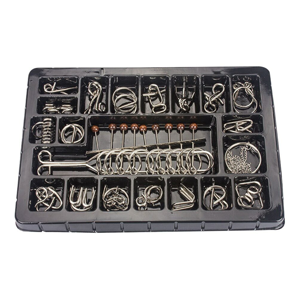 20 шт китайское кольцо подарок вызов взрослых детей логика игра мозг тизер набор вечеринка смешный ум тест магический трюк IQ игрушка металлическая провода головоломка (серебро)