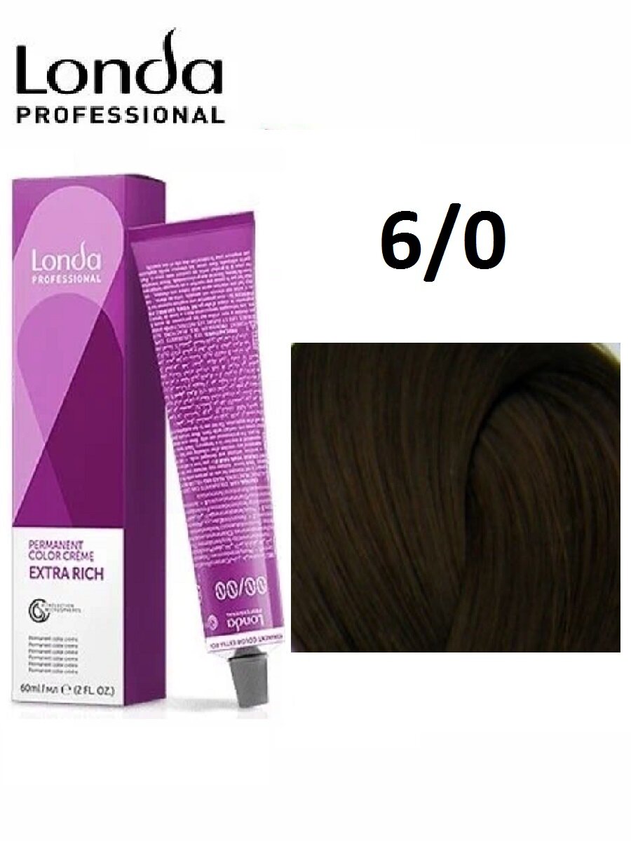 Londa Professional 6/0 Стойкая крем-краска Londacolor Creme Extra Rich, темный блонд, 60 мл