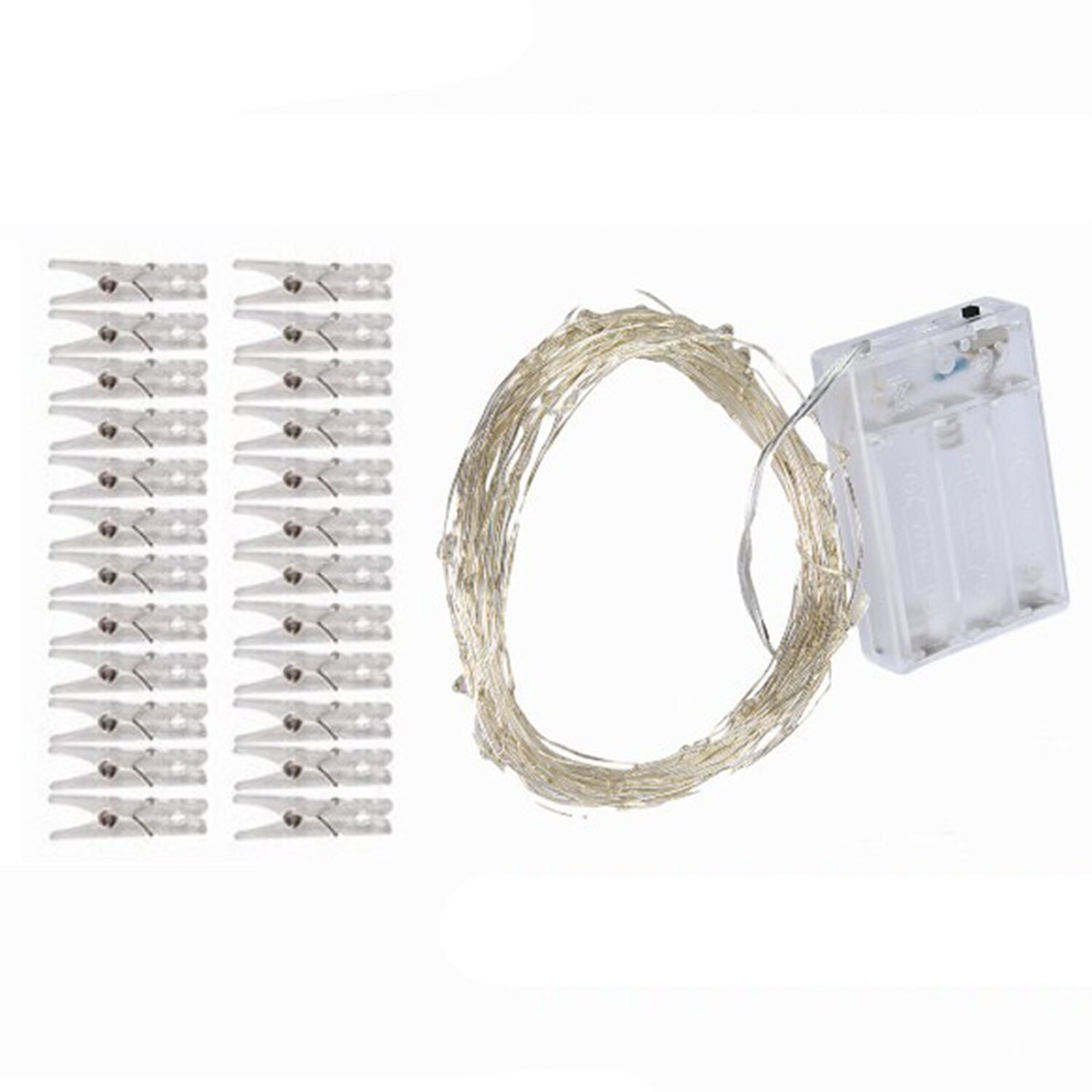 5 Meters 50 LEDs Copper Wire Fairy String Light 3 * AA Battery Powered with 40 Wooden Photos Clamp Clip Flexible Bendable Foldable Warm White for Home Party Daily Use DIY Decoration Christmas Xmas Thanksgiving Present Gift Portable