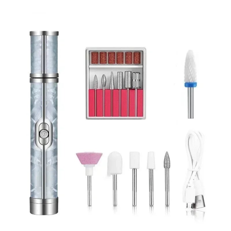 Электрическая дрель для ногтей, 20000 об/мин, шлифовальная машинка для лака для ногтей, шлифовальная перезаряжаемая пилочка для ногтей, аксессуары для ногтей, профессиональный маникюр