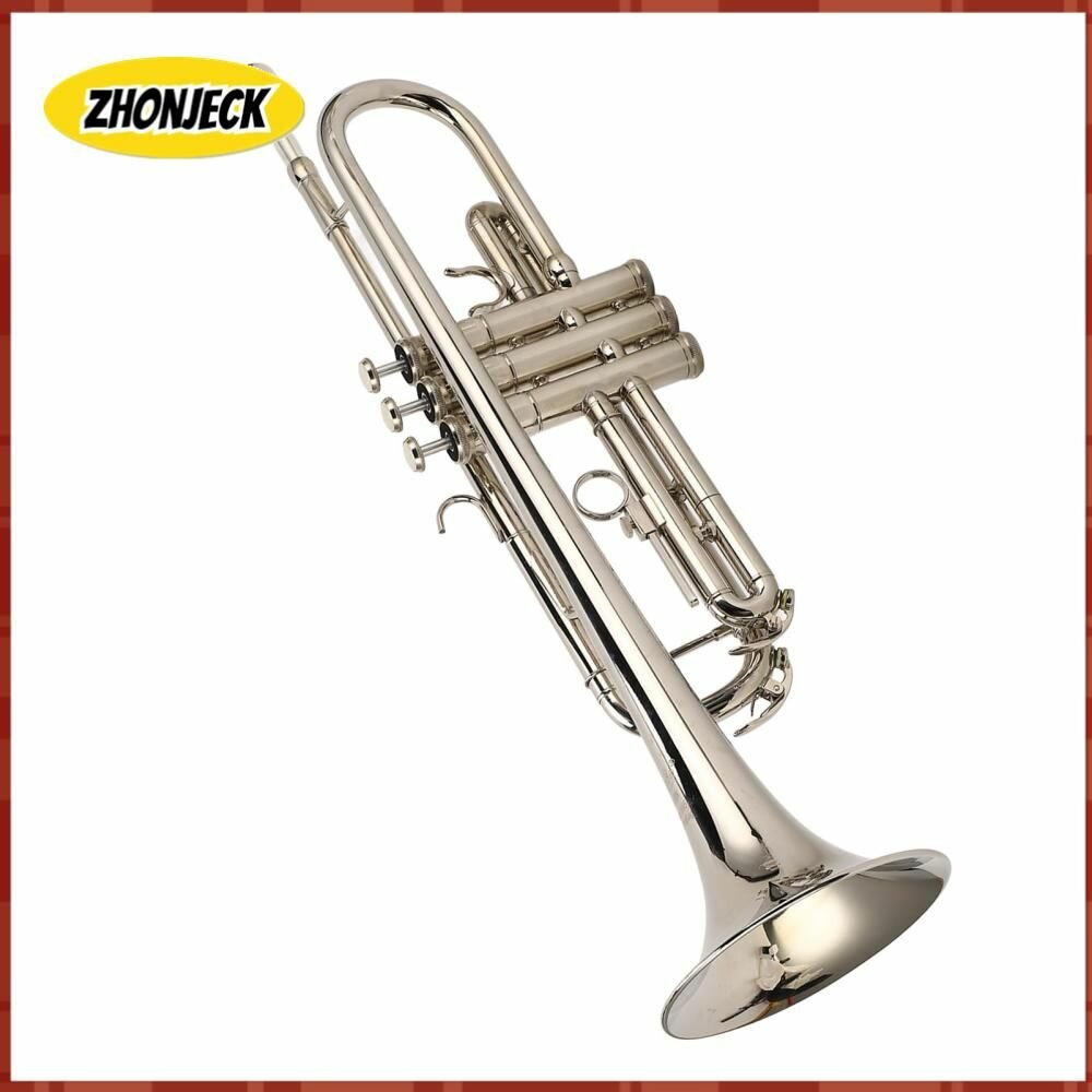 Труба Bb с серебряным мундштуком, качественный латунный музыкальный инструмент