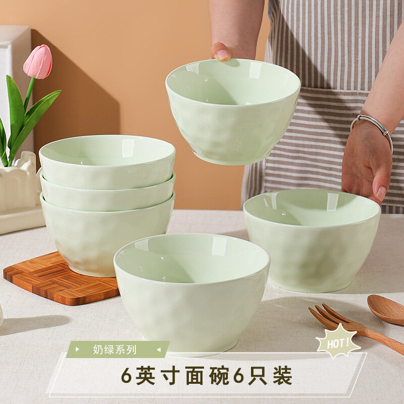 Набор мисок и тарелок с кремовым каменным узором, суповая миска, рисовая миска, простой набор посуды, керамическая миска с высокотемпературным подглазурным цветом, домашняя миска для лапши