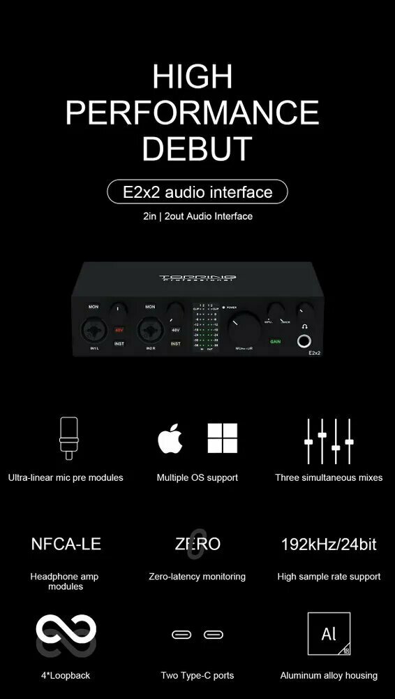Аудиоинтерфейс Topping Professional E2x2 — фото 1