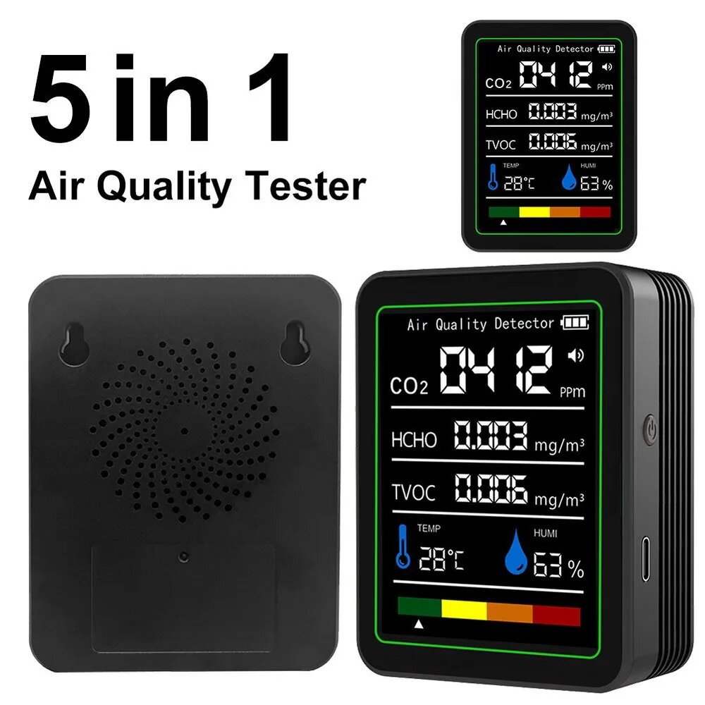 Монитор формальдегида 5 в 1, детектор углекислого газа