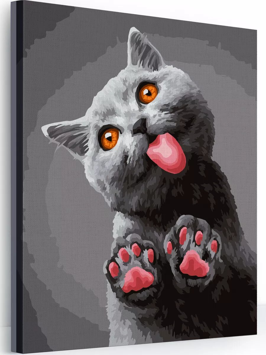 Целовашки от котика Картина по номерам на холсте 40х50