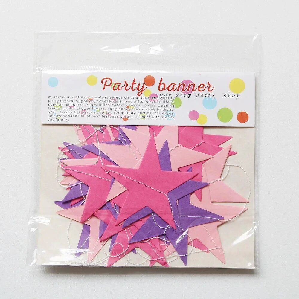 Бумажная гирлянда звезда 4 метра Розовый, Purple
