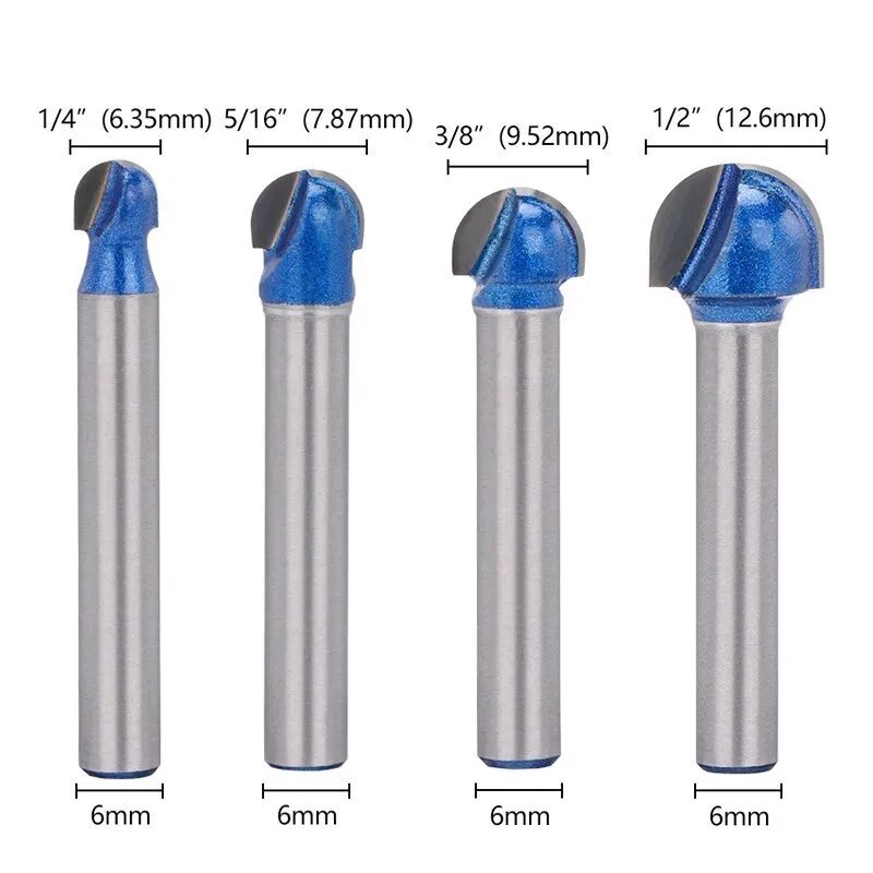 Фрезы XCAN набор угловых круглых 6 мм твердосплавные 4pcs