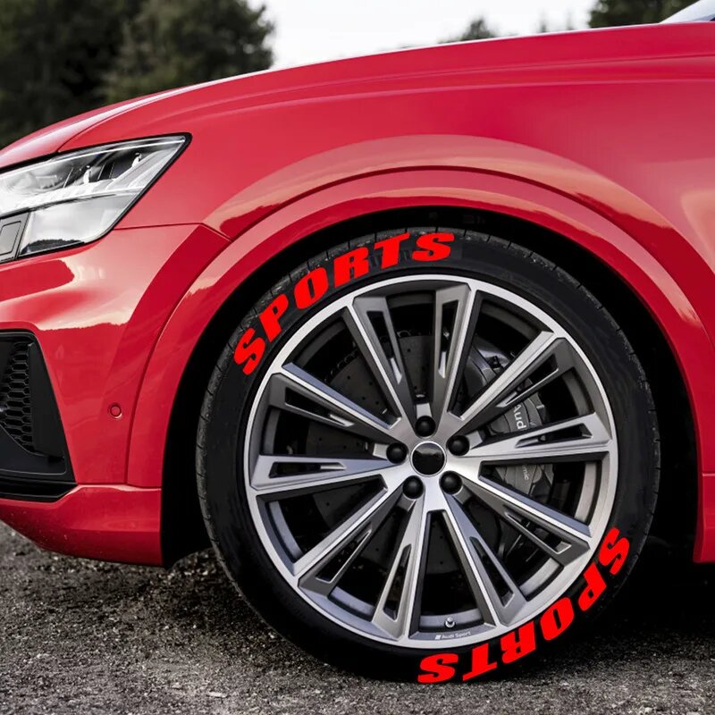3D наклейки с буквами для автомобильных шин, украшения для SPORTS-полосок, 4 шины, Red SPORTS