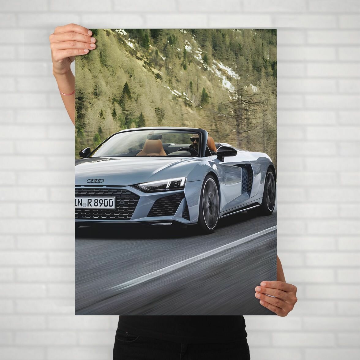 Плакат на стену для интерьера Кабриолет (Audi R8 GT Spyder 1) - Постер по машинам родстерам с открытым верхом формата А1 (60x84 см)