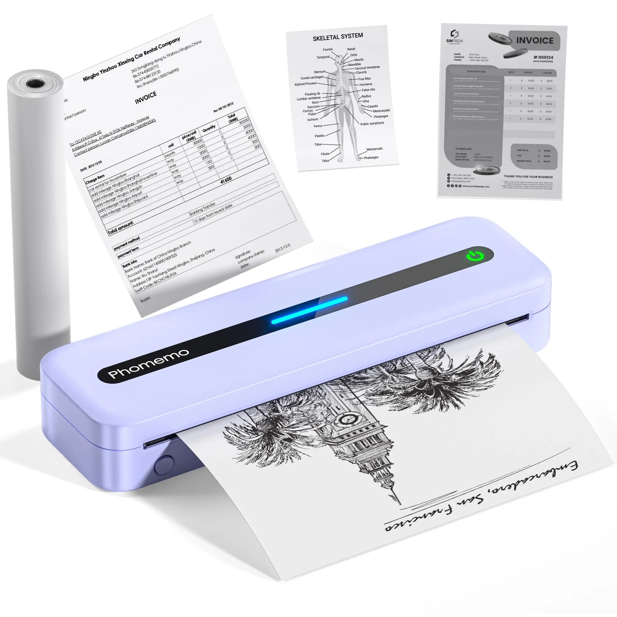 Phomemo M832 Портативный Термопринтер, Фиолетовый