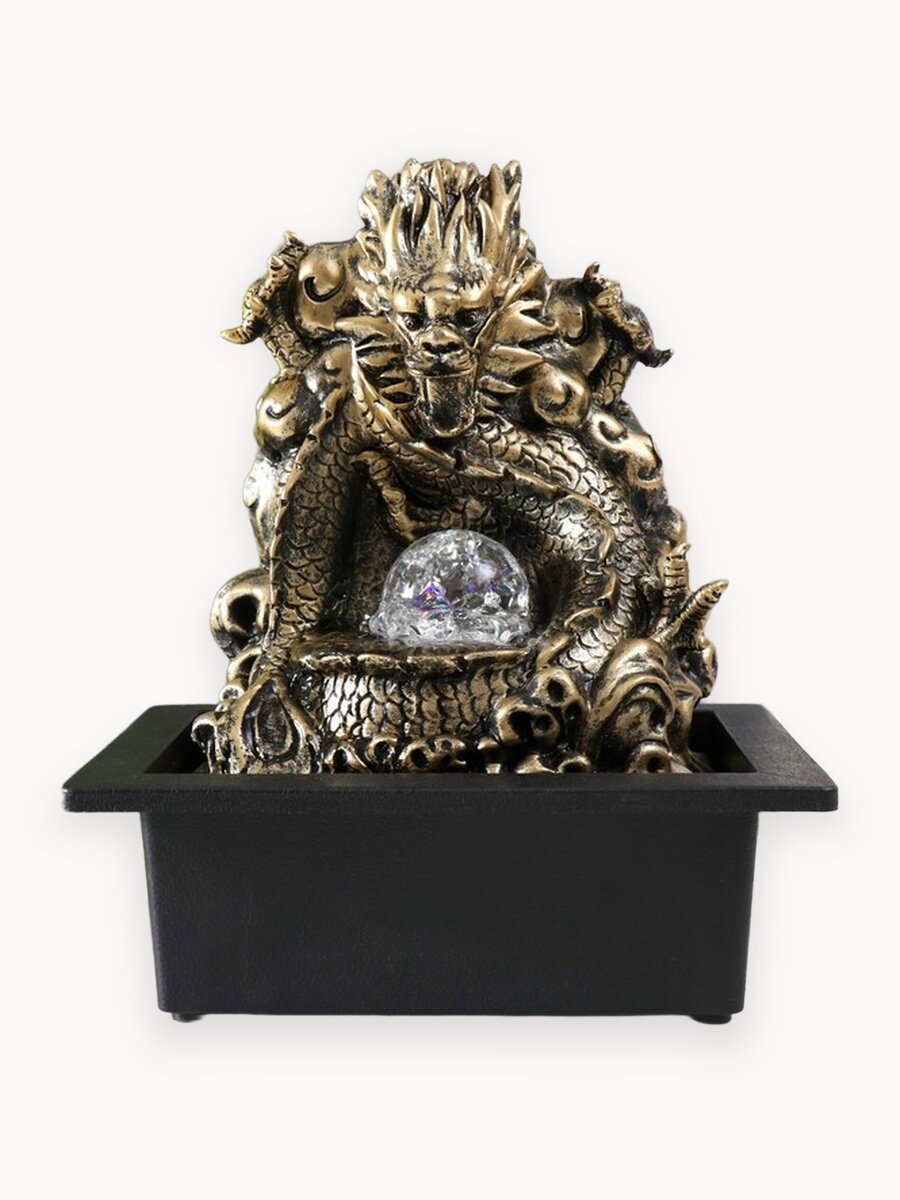 Фонтан настольный от сети, подсветка "Золотой дракон" 26х17,5х23 см