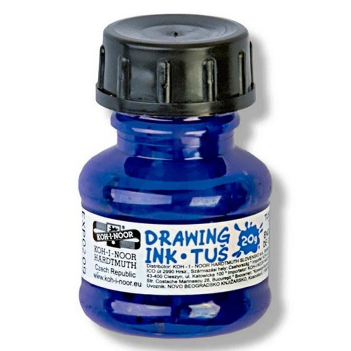 Тушь цветная KOH-I-NOOR на водной основе 1417007 синяя 20 г, цена за 1 шт.